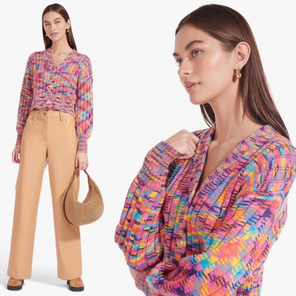 STAUD | Sweaters | Nwt Staud Eloise Rainbow Vneck Cardigan Sweater ...